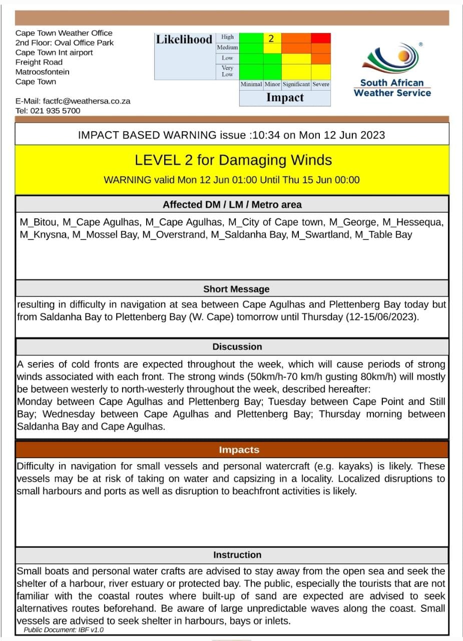 Impact based weather warning for Western Cape and Namaqua | George Herald