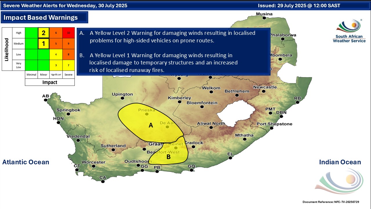 Strong wind and fire warnings for the Karoo but warm to hot weather ...