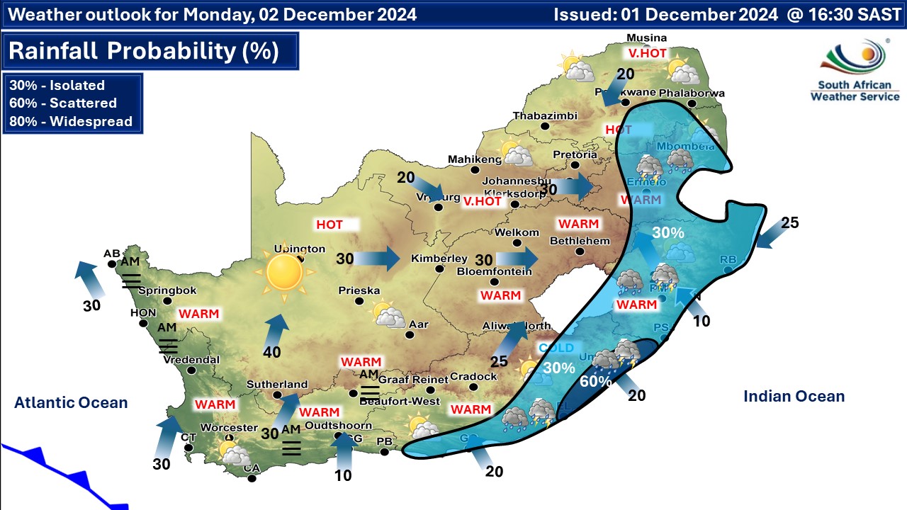 Weather forecast for Monday 2 December | George Herald