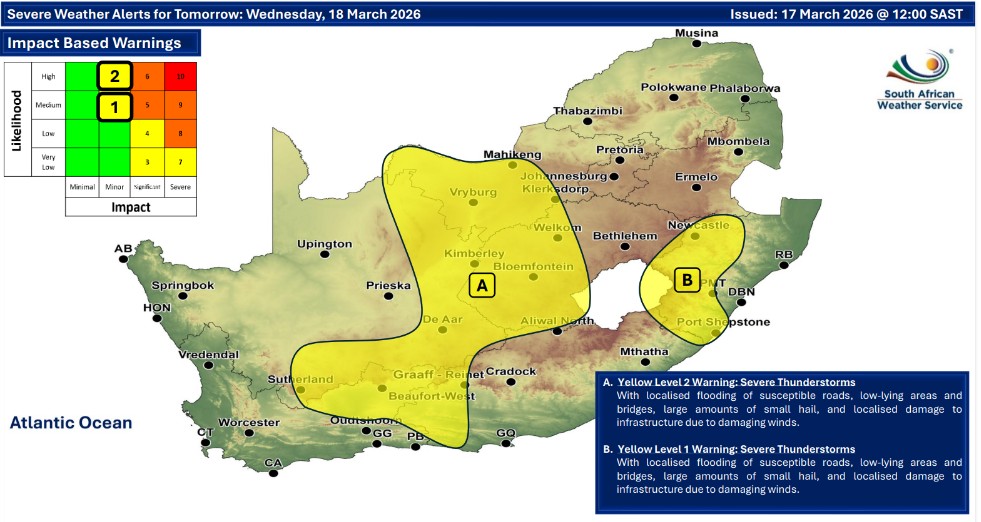 Level 2 warning for severe thunderstorms issued | Mossel Bay Advertiser