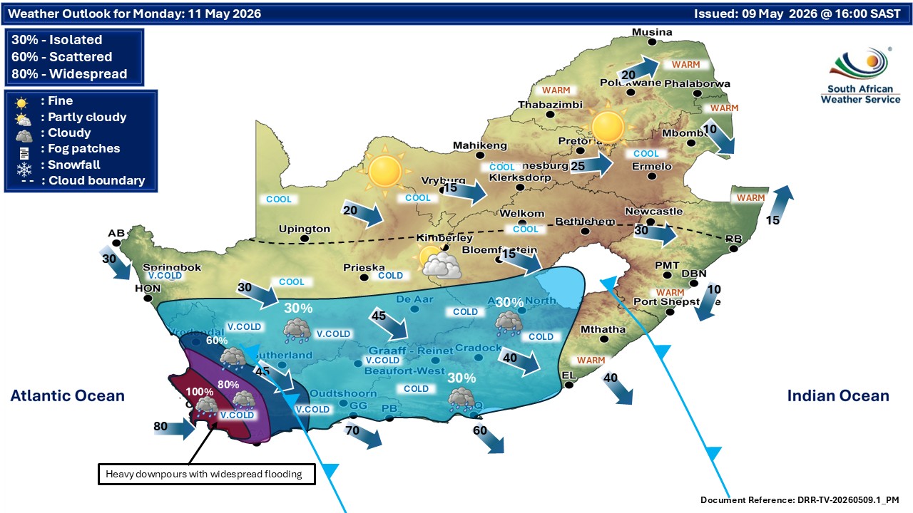 Parts of Western Cape on high alert as Level 8 weather warning remains ...
